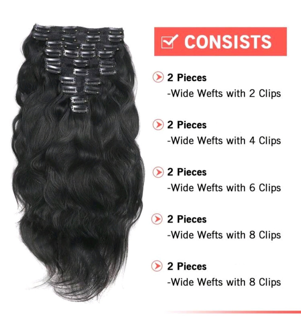 Black Wave Clip In-Human Hair – Crown Hairven