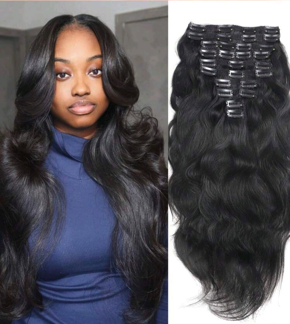 Black Wave Clip In-Human Hair – Crown Hairven
